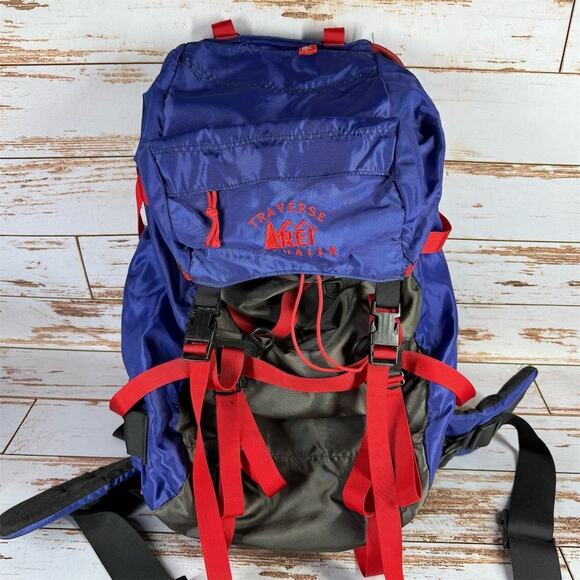 REI | Bags | Rei Traverse Valhalla Hiking Backpack Blue With Red ...